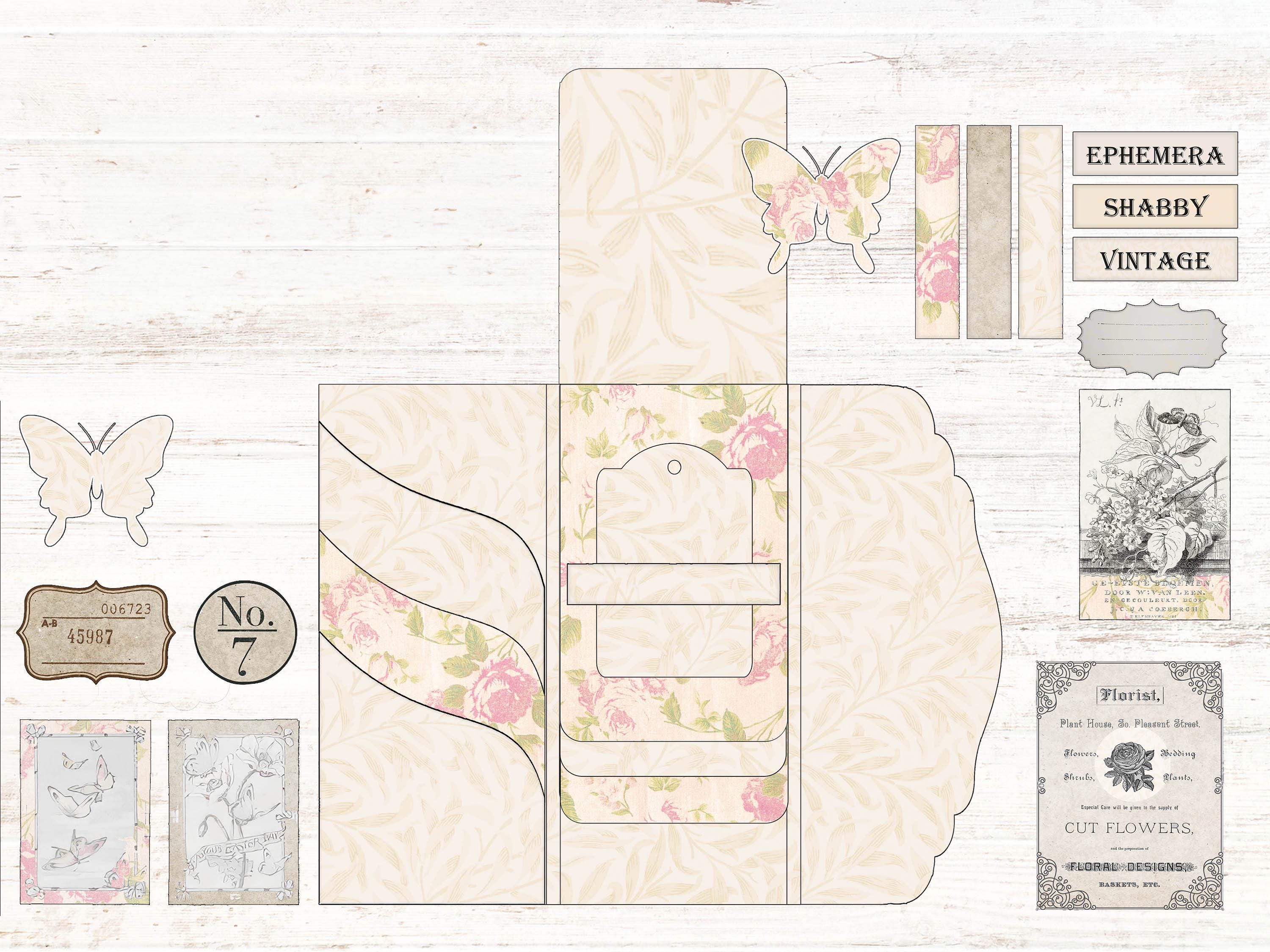 Yellow Rose Printable Folio Junk Journal Vintage Floral Waterfall Tab ...