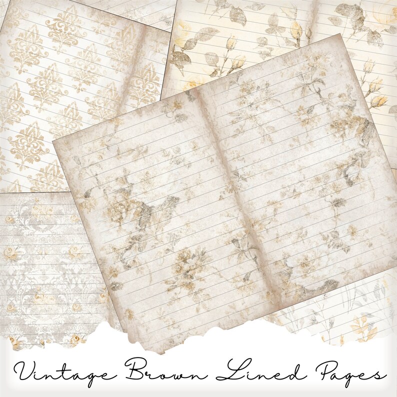 Brown Shabby Chic Junk Journal Background Paper, Junk Journal Lined ...