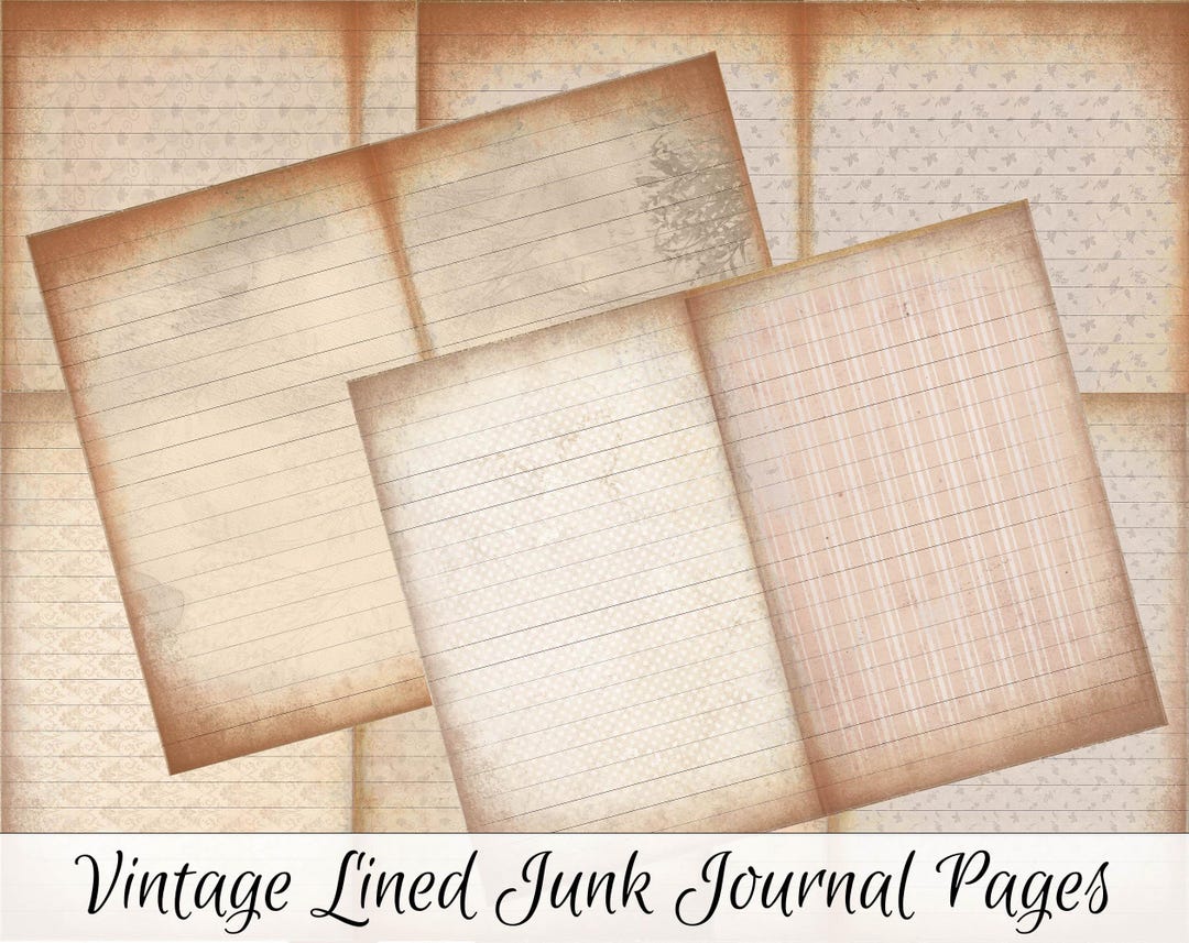 Lined Junk Journal Digital Pages Vintage Pattern Background Papers ...
