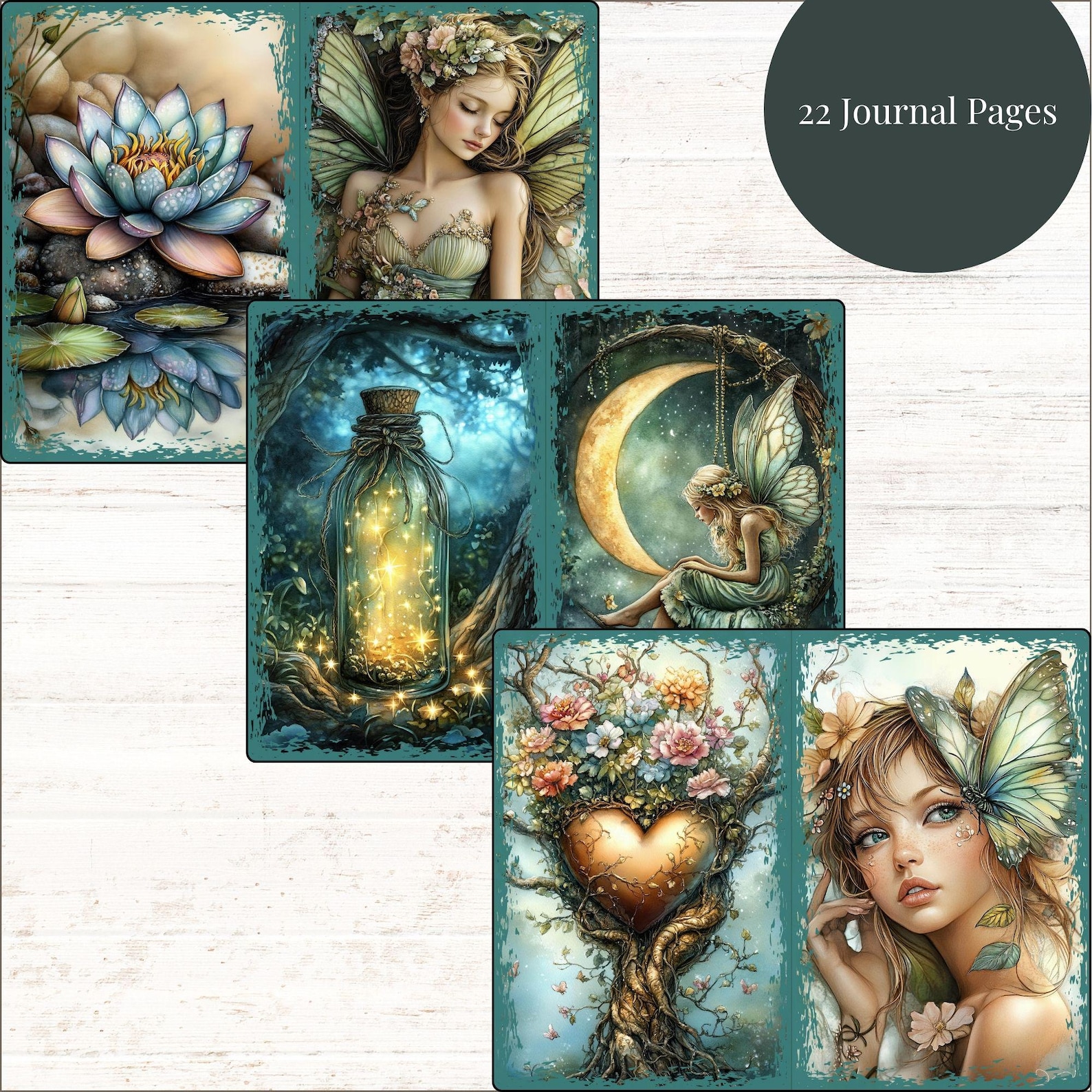 Printable Fairy Junk Journal Kit Blue Fantasy Digital Journal Pages PDF ...