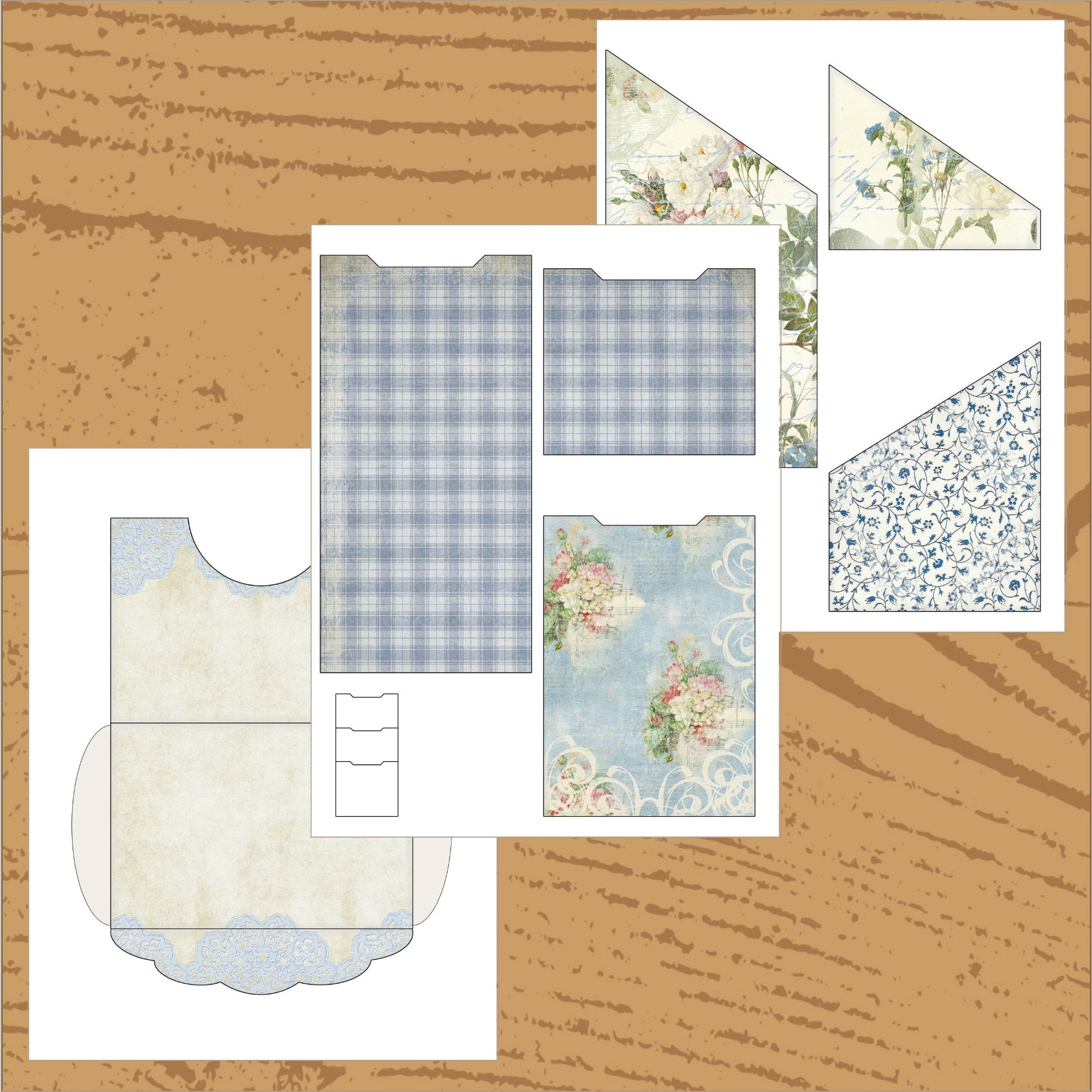Blue Shabby Chic Junk Journal Kit Blue & Yellow Junk Journal Pockets ...