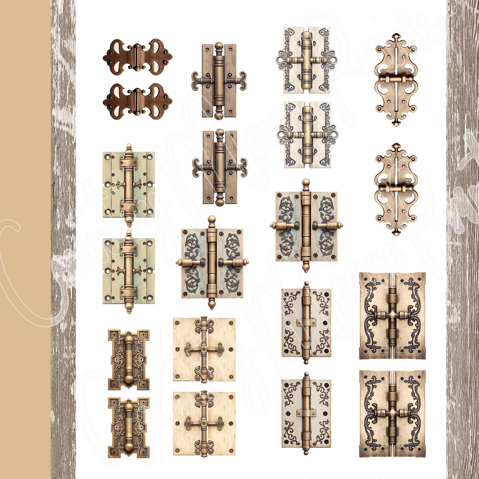 Junk Journal Faux Hardware Kit: Hinges, Bookplates, Nameplates, Keyhole ...