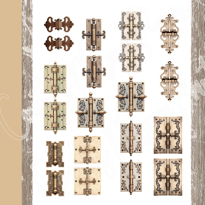 Junk Journal Faux Hardware Kit: Hinges, Bookplates, Nameplates, Keyhole ...
