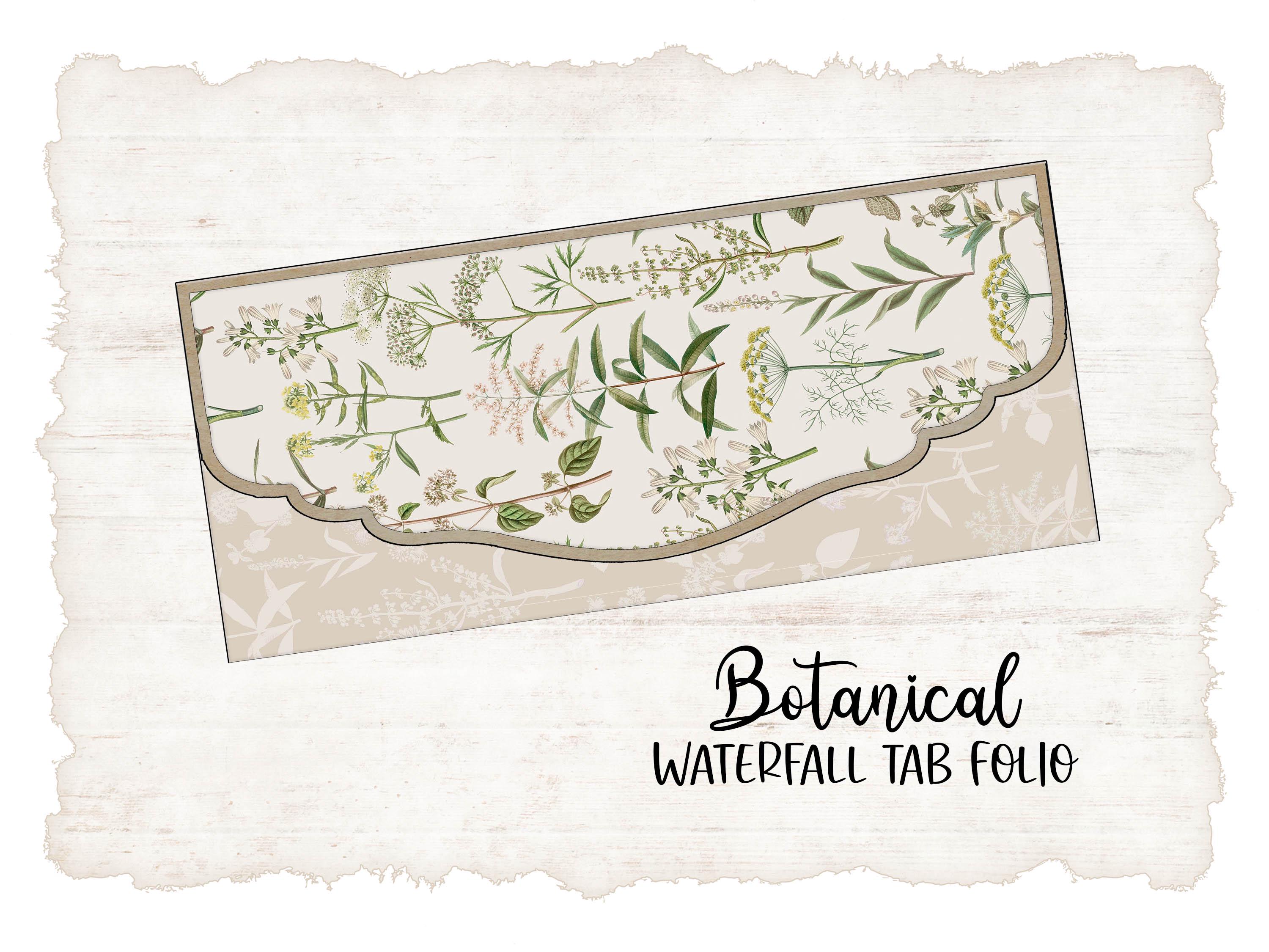 Botanical Printable Folio Neutral Junk Journal Floral Waterfall Tab ...
