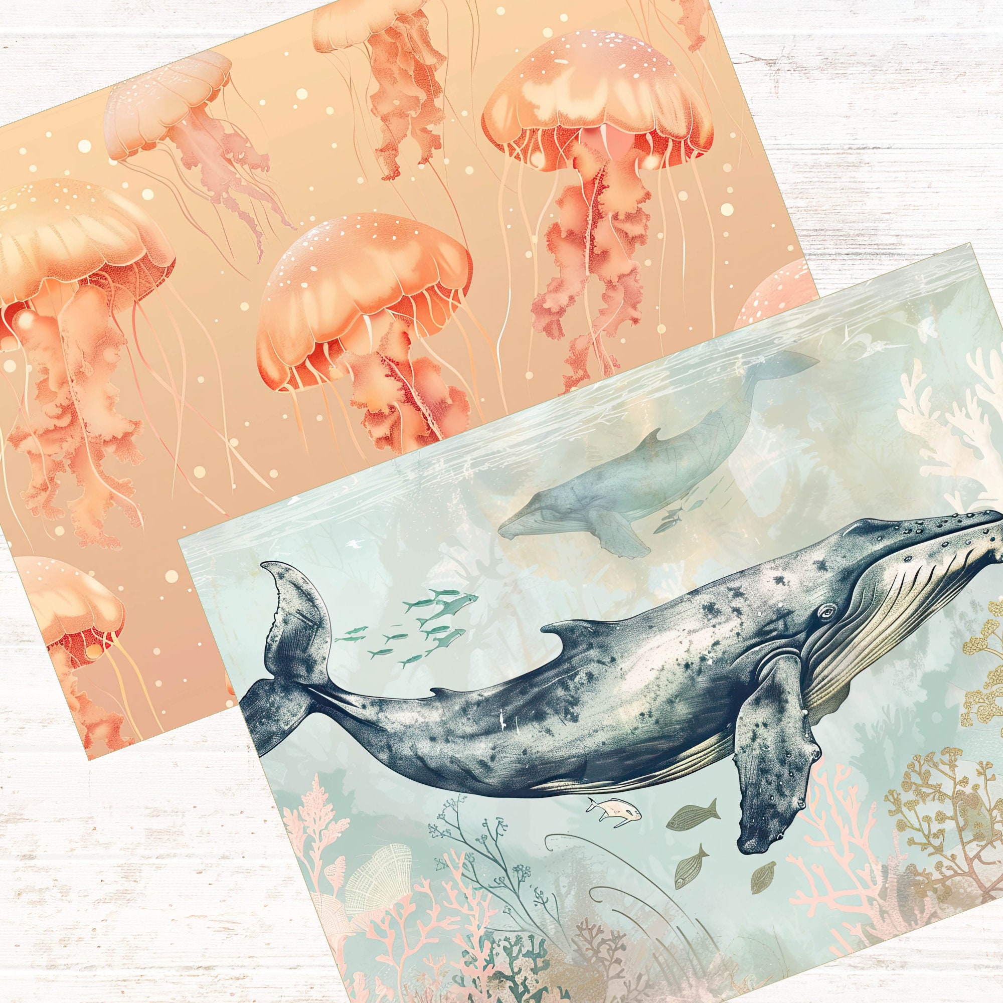 Ocean Junk Journal Paper, Beach Junk Journal Pages, Sea Background ...