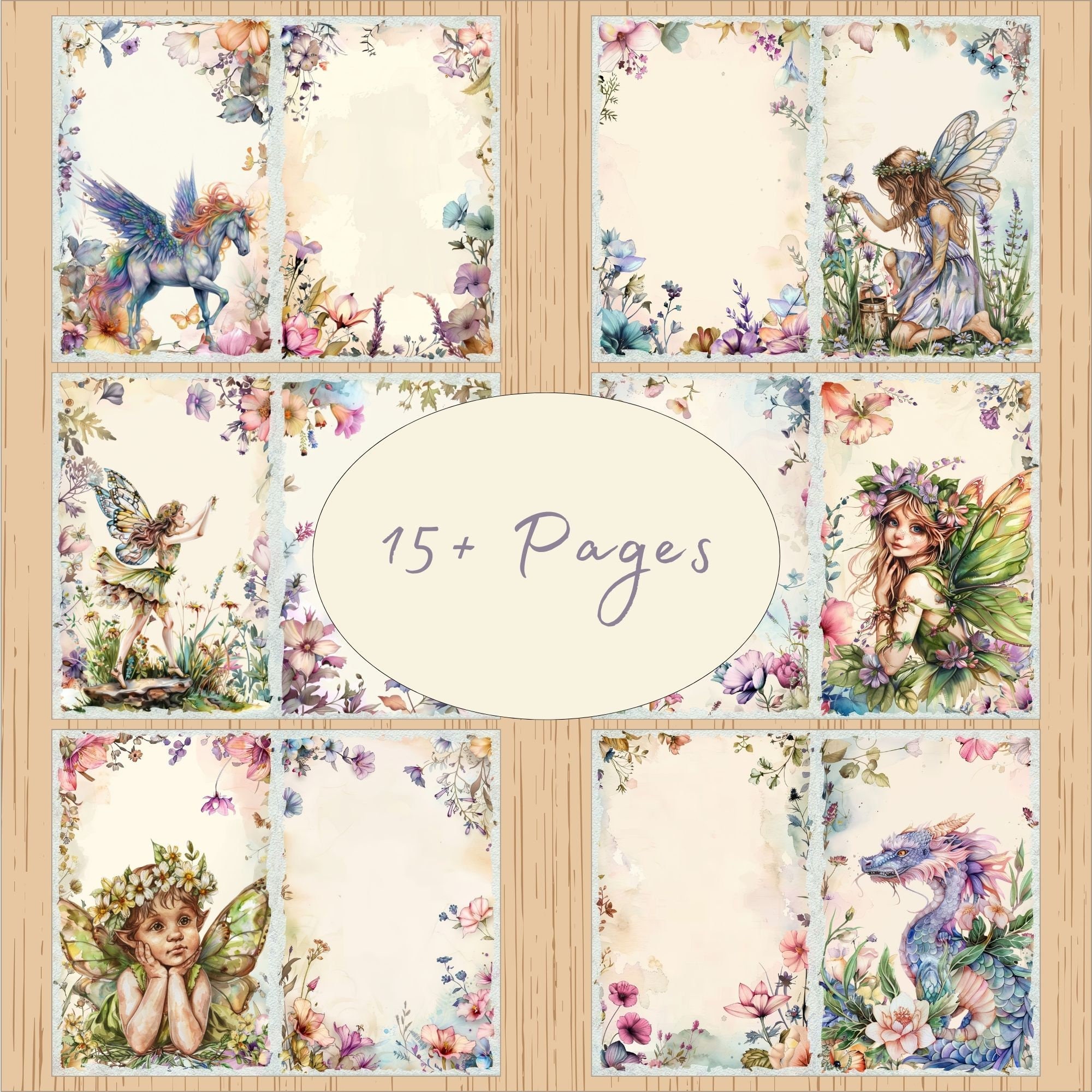 Junk Journal Fairy Signature Paper, Fantasy Fairy Junk Journal Pages ...