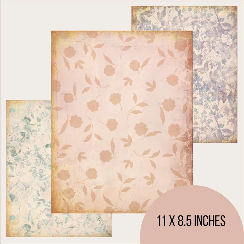 Wildflower Junk Journal Floral Background Pages Vintage Aged Antique ...