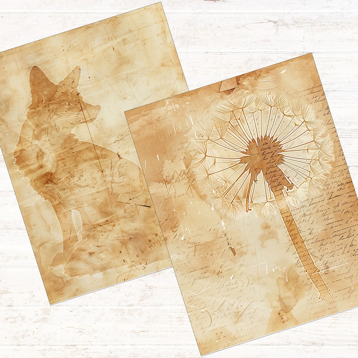 Coffee Dyed Junk Journal Paper, Coffee Stained Junk Journal Pages ...