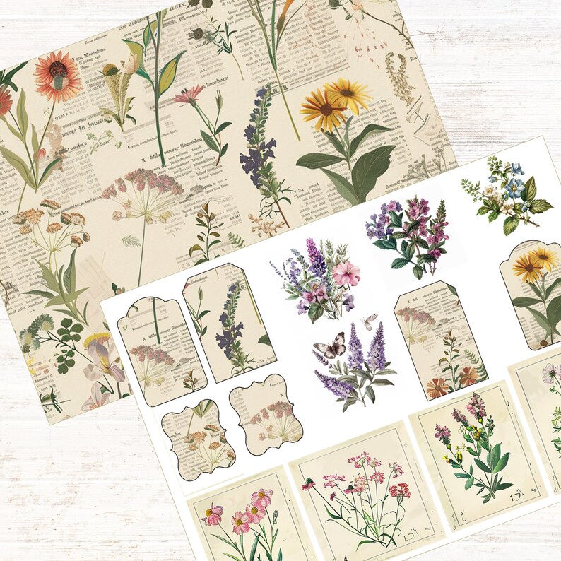 Botanical Mini Folio Junk Journal Kit Wildflower Floral Mini-folio ...