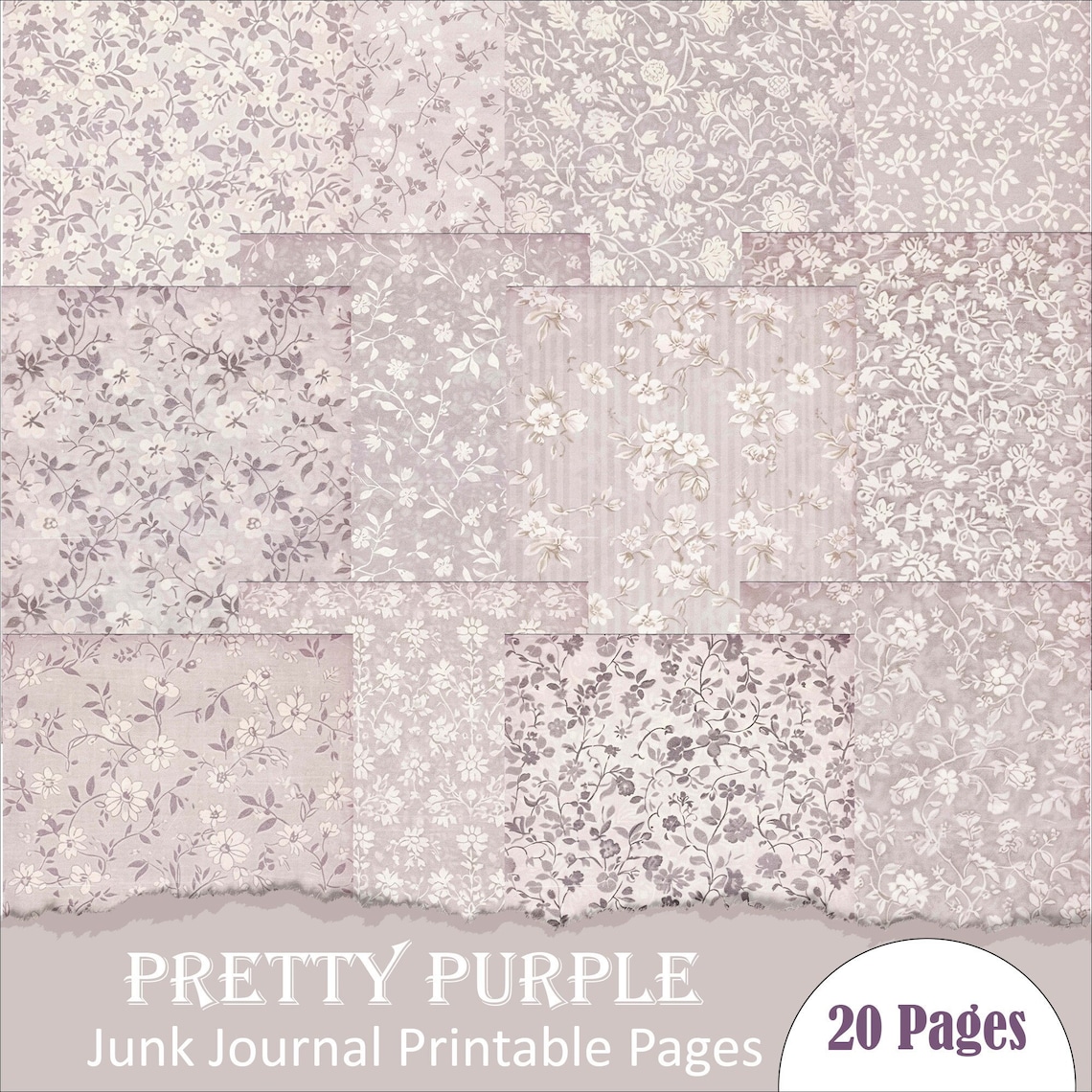 Purple Junk Journal Digital Pages Vintage Purple Patterns Background ...