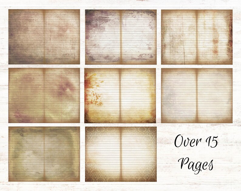 Lined Junk Journal Signature Pages Vintage Grunge Aged Antique Papers ...