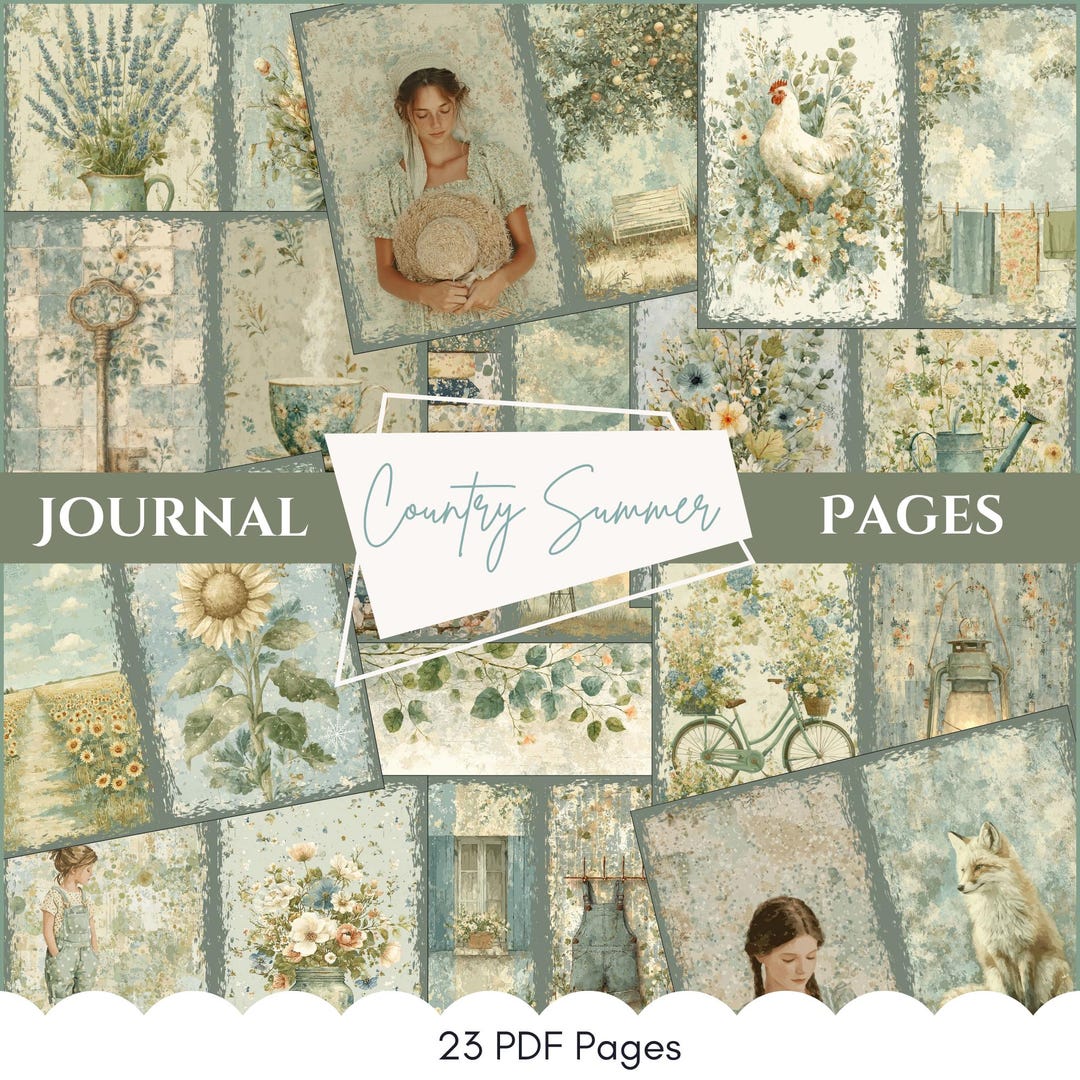 Cottagecore Printable Junk Journal Kit Rustic Journal Papers Country ...