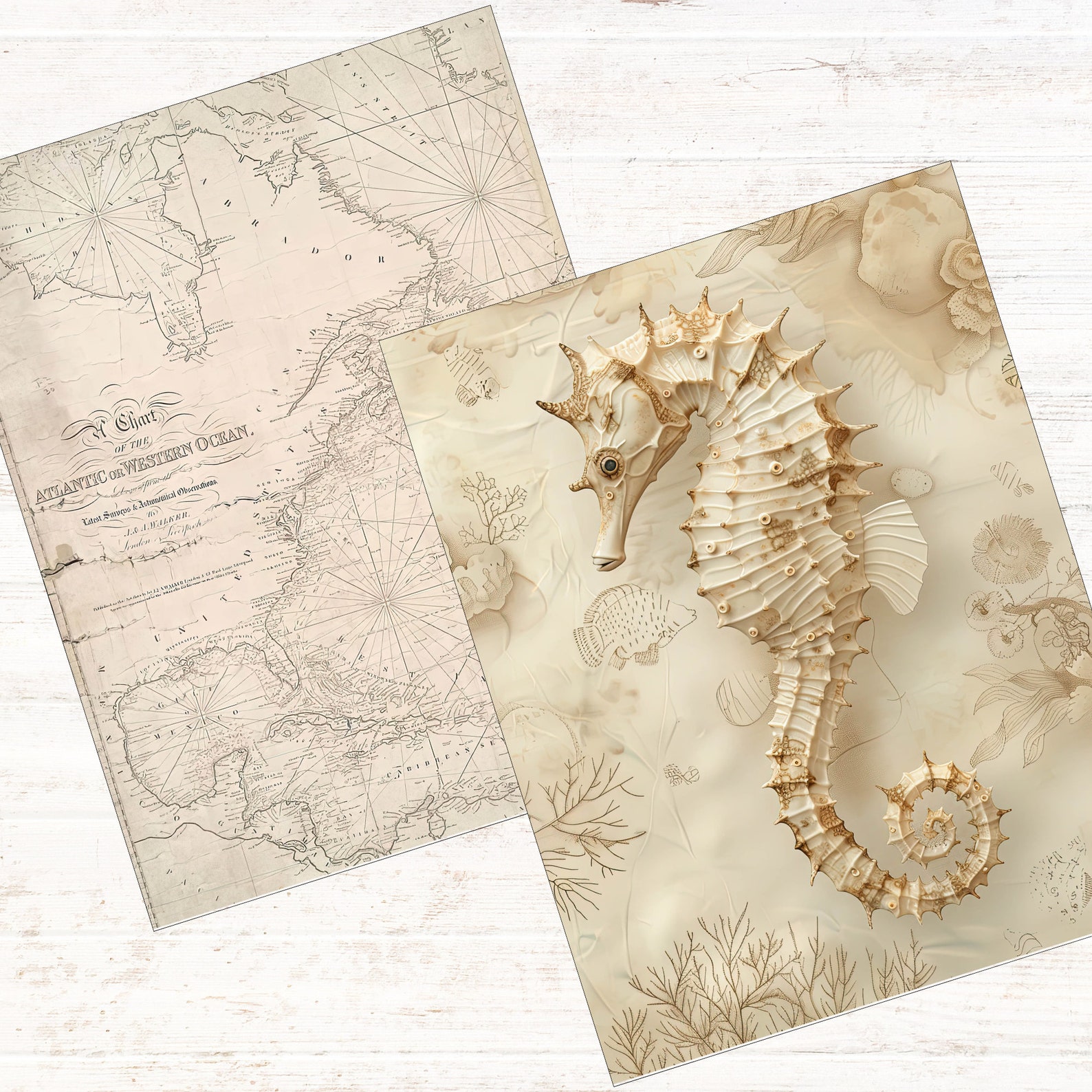 Ocean Junk Journal Paper, Beach Junk Journal Pages, Sea Background ...