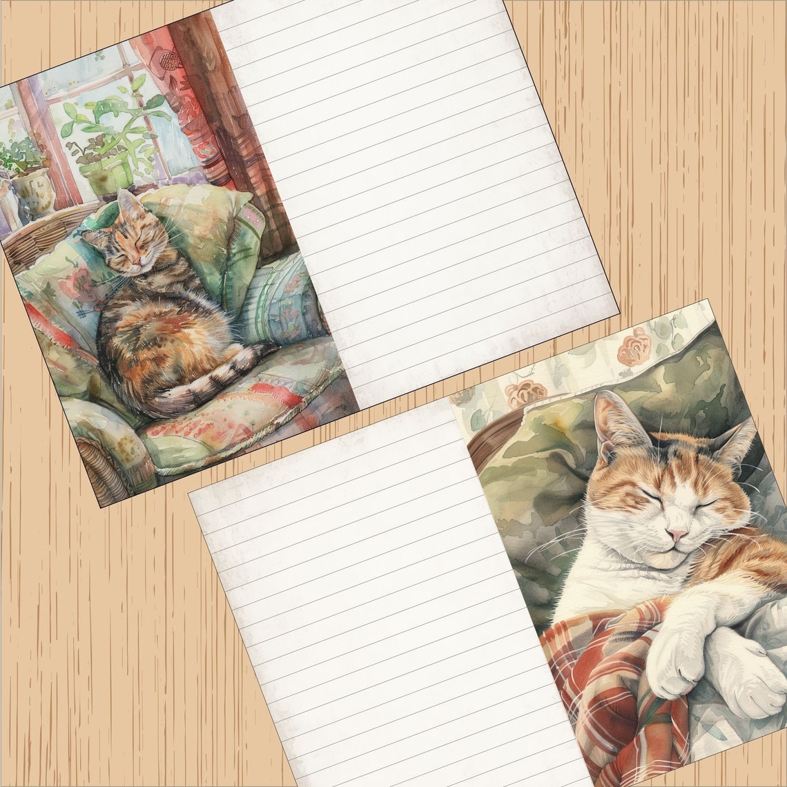 Junk Journal Cozy Cat Signature Paper, Vintage Cat Junk Journal Pages ...