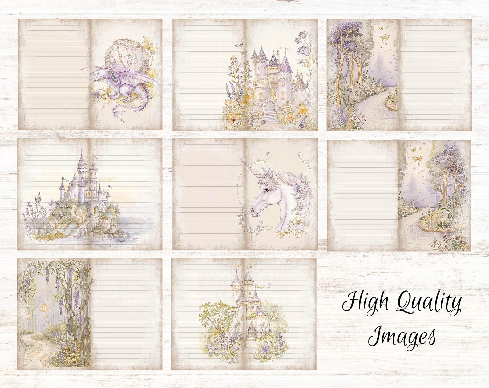 Fantasy Fairytale Lined Junk Journal Journal Page, Magical Mystical ...