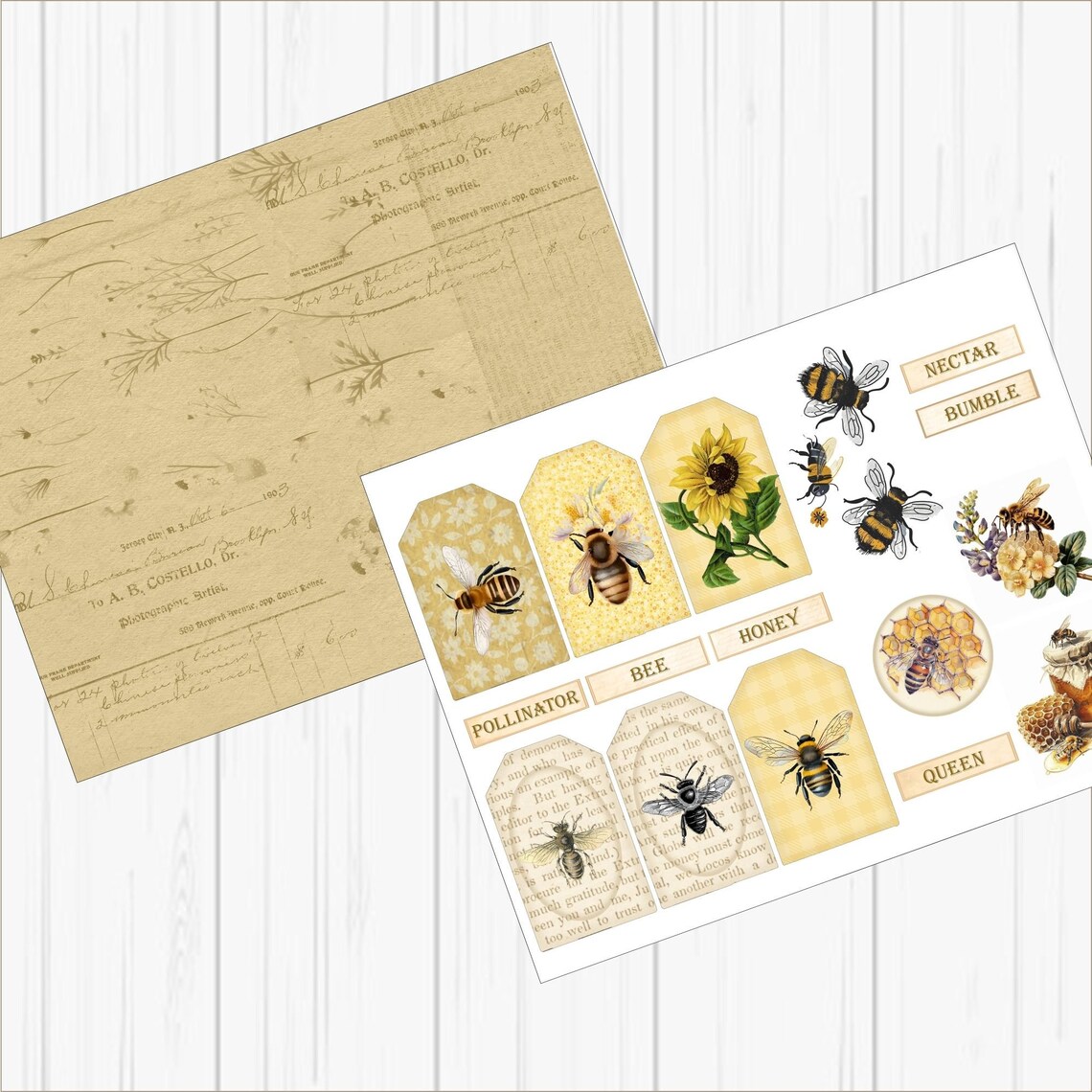 Bee Junk Journal Mini-folio Kit - Small Folio - Junk Journal Bee Fun ...