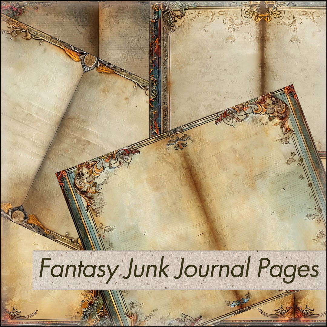 Magical Fantasy Antique Junk Journal Kit Digital Pages Grunge Old Paper ...