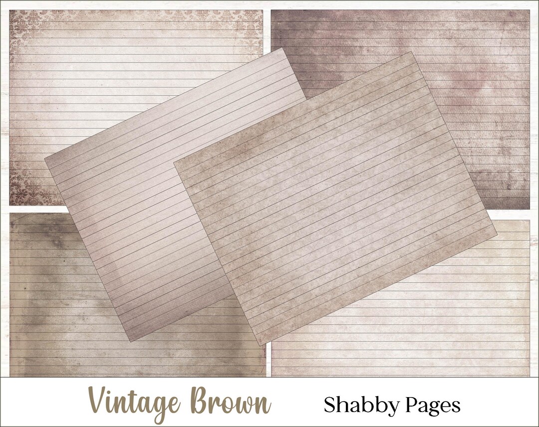Lined Brown Junk Journal Signature Pages - Vintage Grunge Aged Antique ...