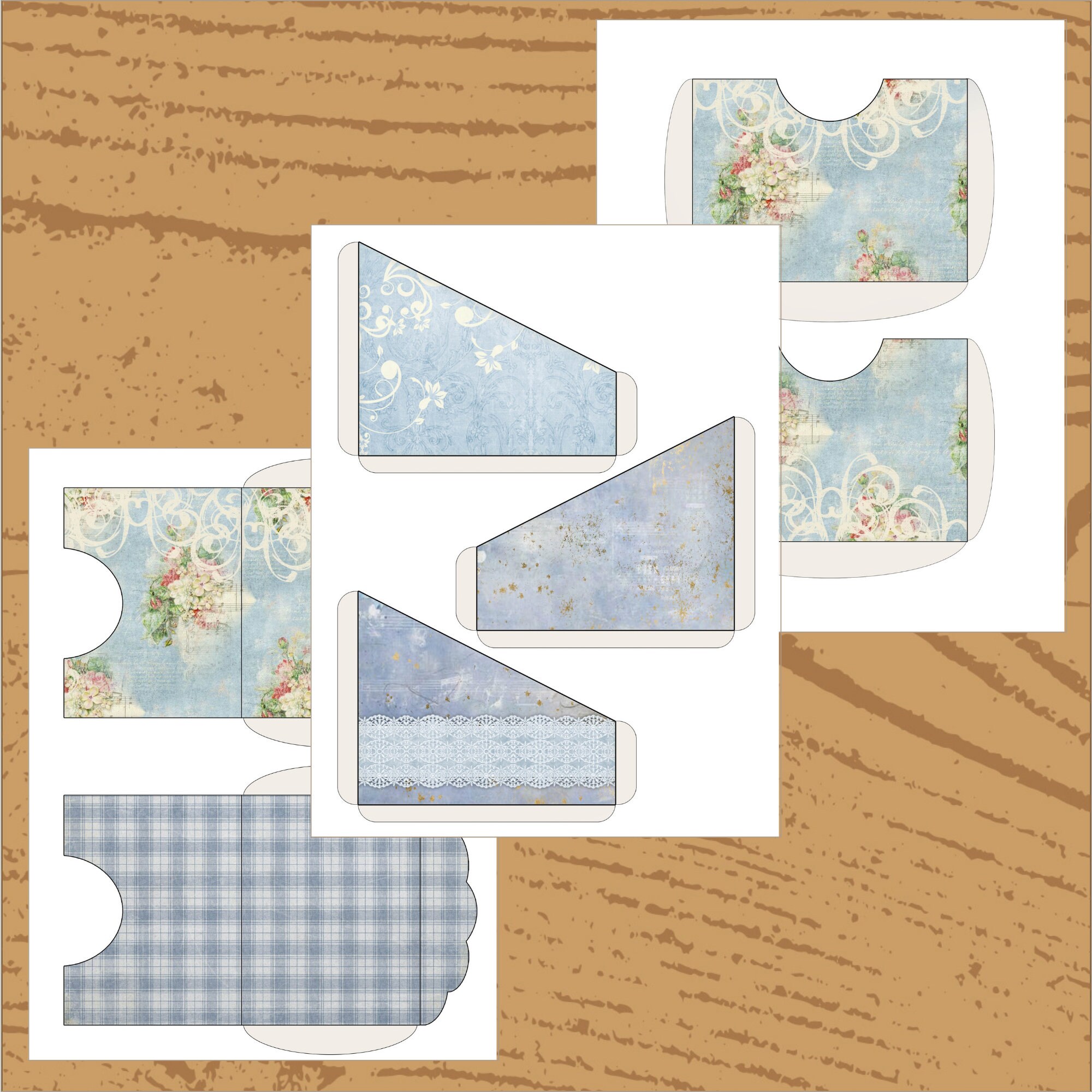Blue Shabby Chic Junk Journal Kit Blue & Yellow Junk Journal Pockets ...