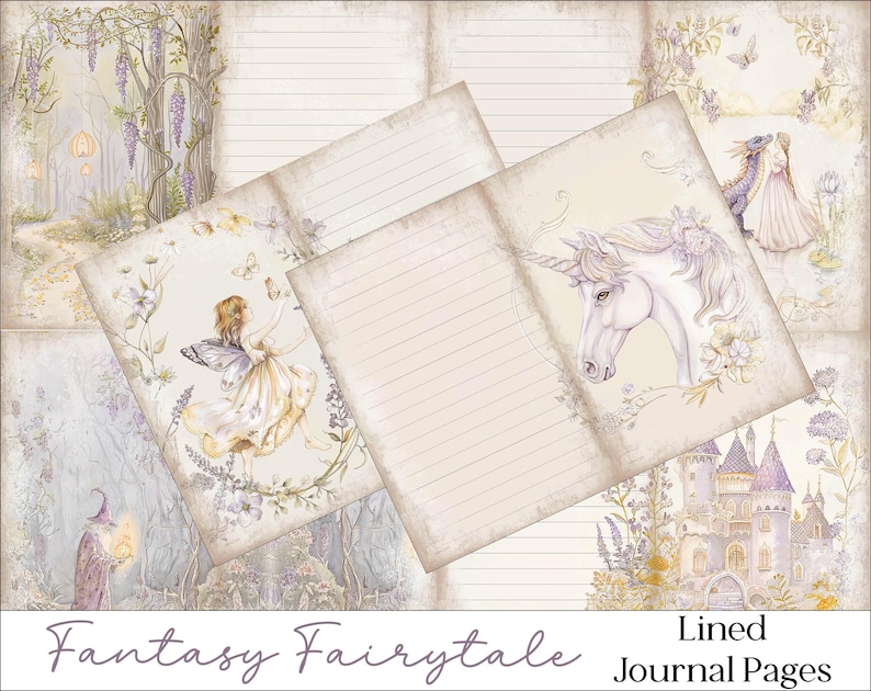 Fantasy Fairytale Lined Junk Journal Journal Page, Magical Mystical ...