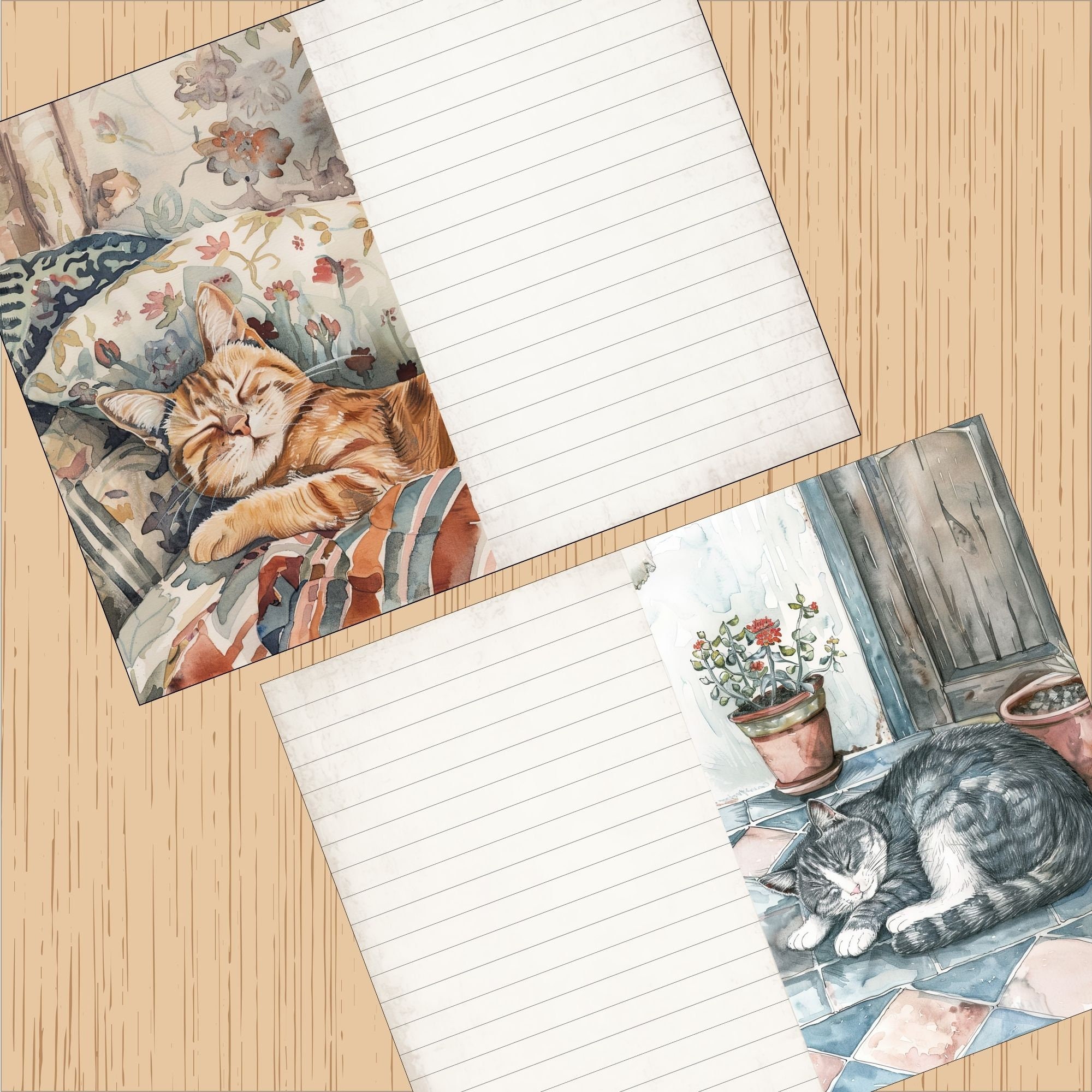 Junk Journal Cozy Cats at Home Signature Paper, Vintage Cat Junk ...