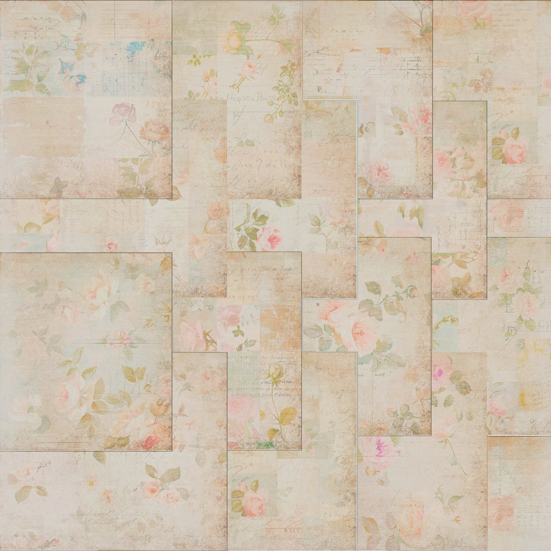 Neutral Floral Junk Journal Paper, Shabby Pretty Floral Junk Journal ...
