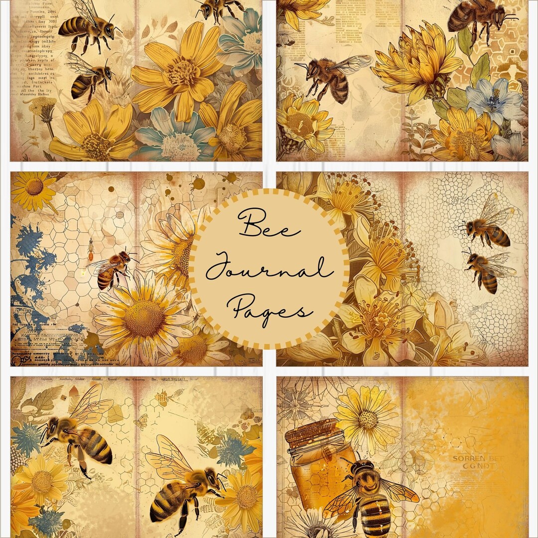 Junk Journal Bee Lined Paper Vintage Bee Signature Pages - Antique ...