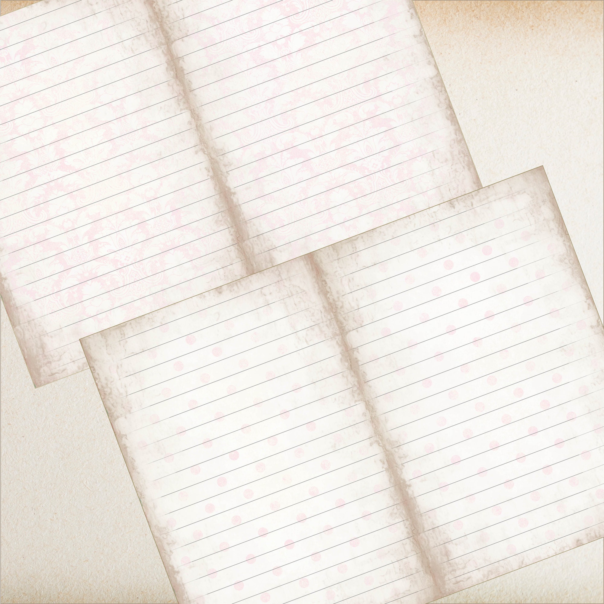 Junk Journal Pink Lined Paper, Pink Shabby Chic Junk Journal Pages ...