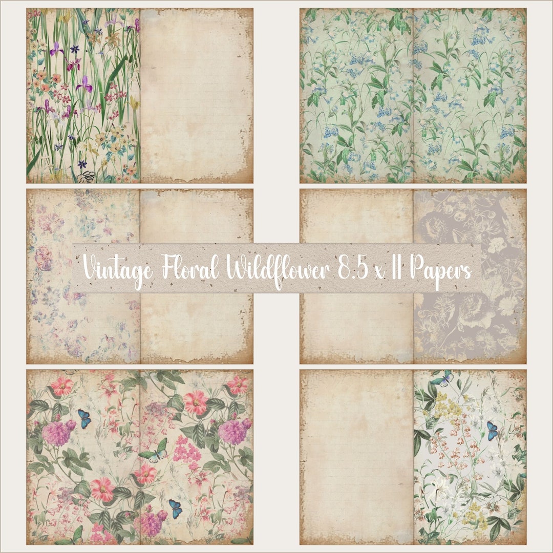 Wildflower Floral Junk Journal Lined Pages Flower Horizonal Journal ...