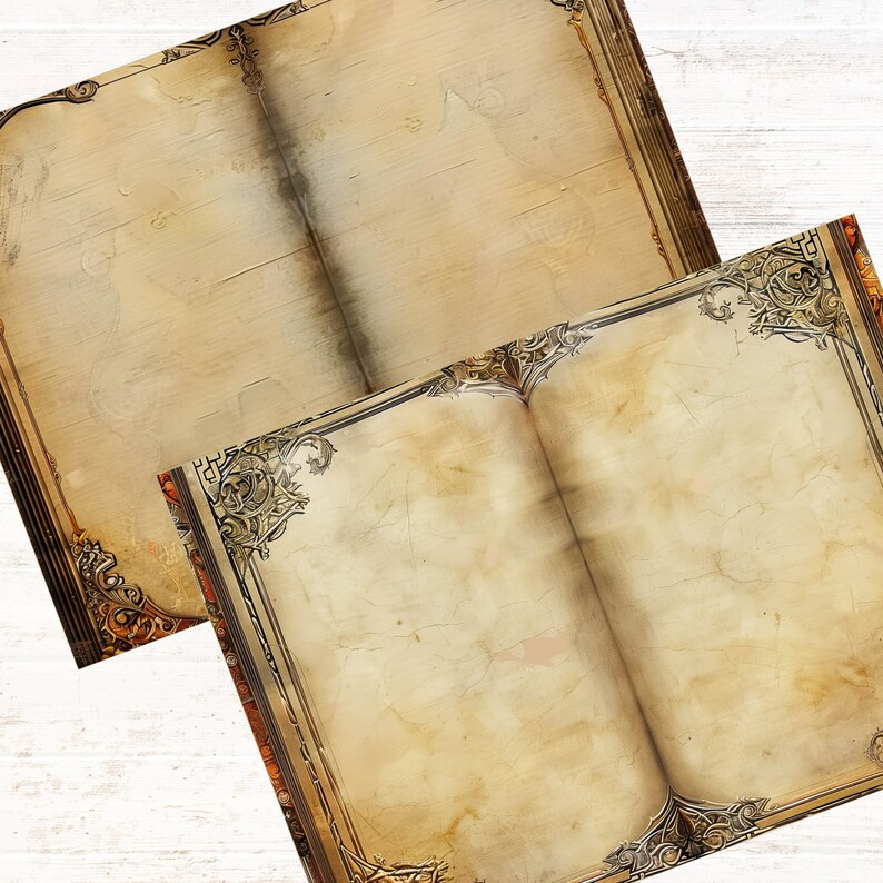 Fantasy Magic Antique Junk Journal Kit Border Pages Grunge Old Paper ...