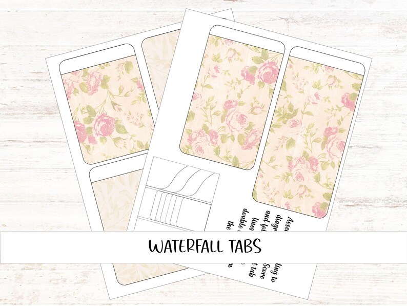 Yellow Rose Printable Folio Junk Journal Vintage Floral Waterfall Tab ...