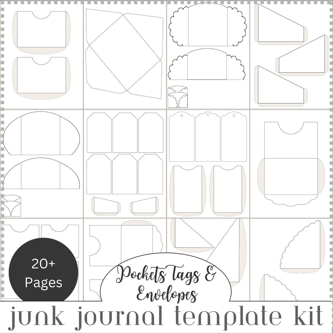 Junk Journal Template Kit Junk Journal Pockets Tags and Envelope ...