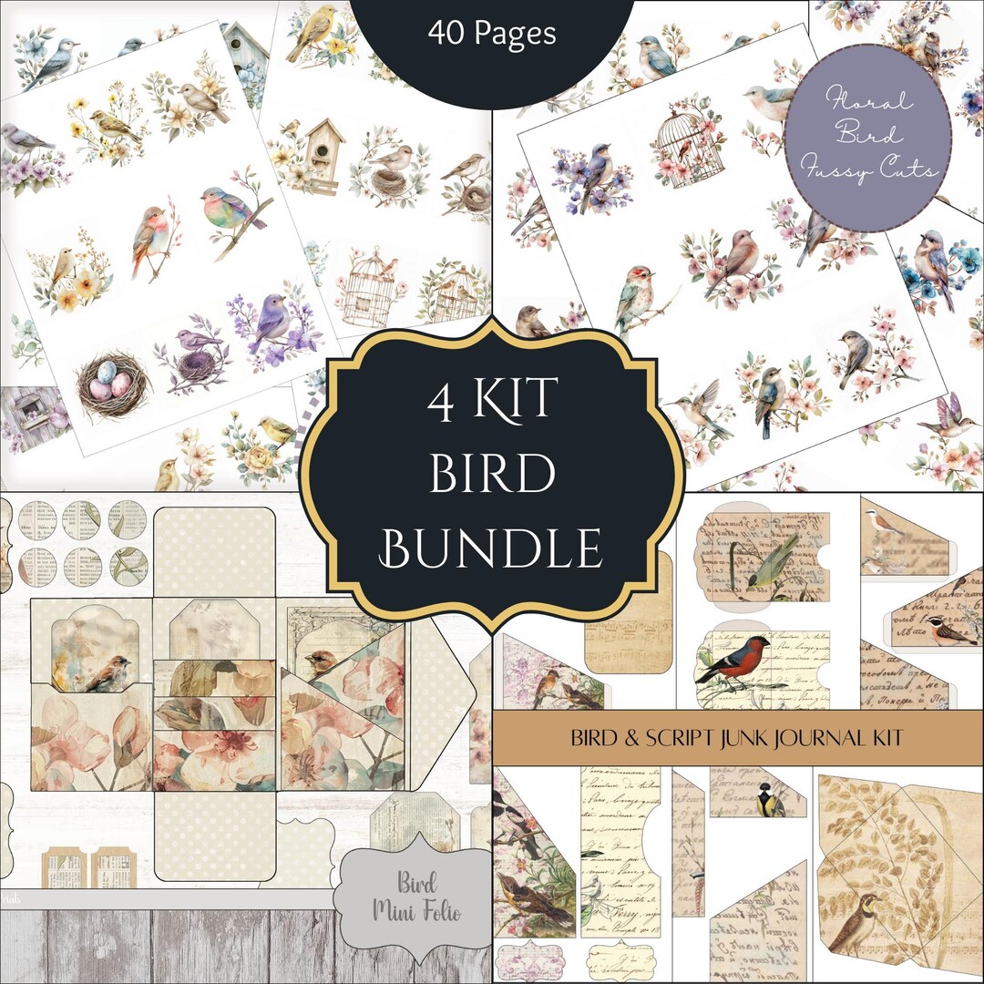 Junk Journal Bird Printable Bundle Digital Bird Junk Journal Kit Mini ...