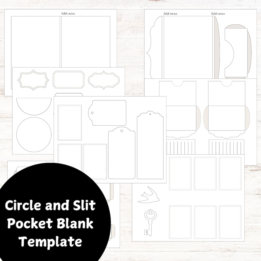 Blank Template Junk Journal Folio Circle & Slit Pockets Printable ...