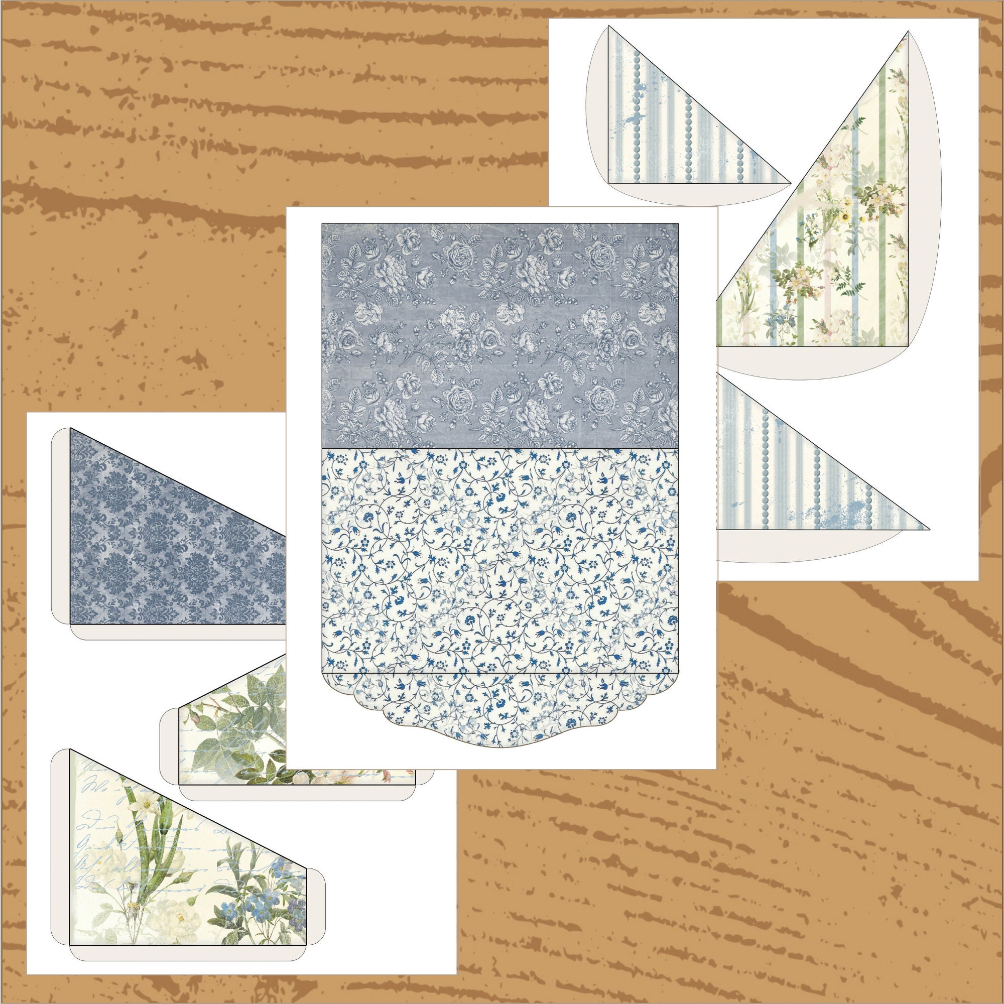 Blue Shabby Chic Junk Journal Kit Blue & Yellow Junk Journal Pockets ...