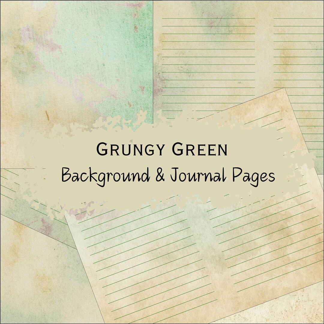 Printable Green Junk Journal Pages Grungy Lined and Unlined Digital ...
