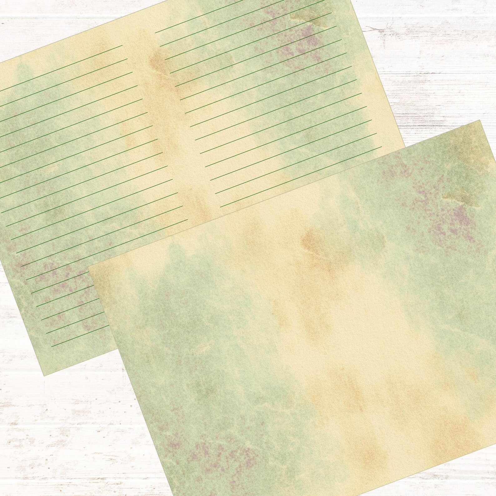 Printable Green Junk Journal Pages Grungy Lined and Unlined Digital ...