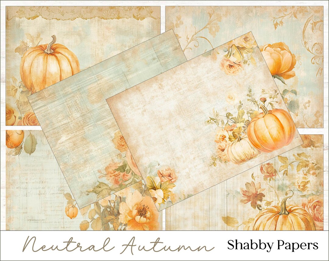 Autumn Pumpkin Floral Junk Journal Paper Vintage Fall Neutral Journal ...