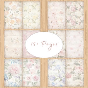 Rose Junk Journal Vintage Lined Paper, Floral Shabby Chic Junk Journal ...