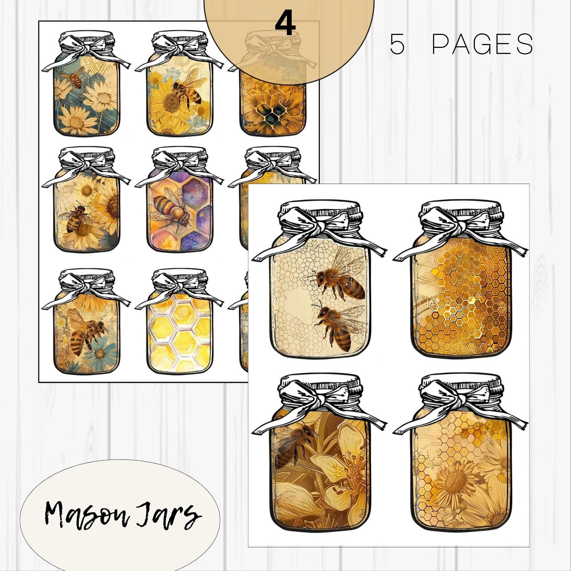 Bee Mega Bundle Junk Journal Kit - 7 Kits in One - Shabby Vintage Bee ...