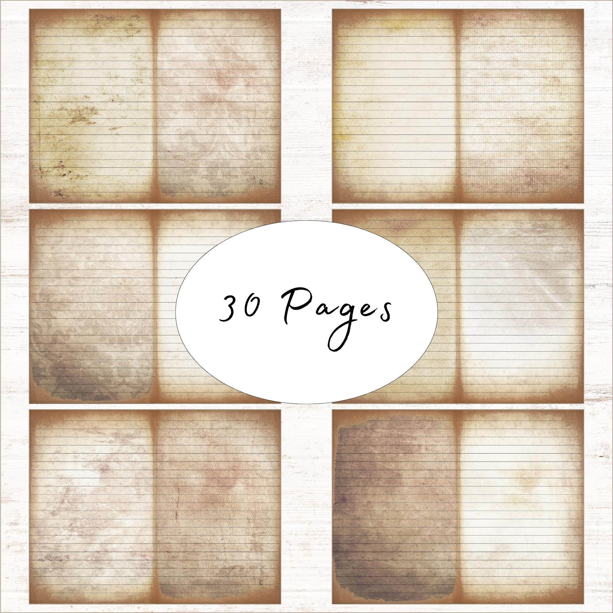 Lined Junk Journal Signature Pages - Vintage Grunge Aged Antique Papers ...