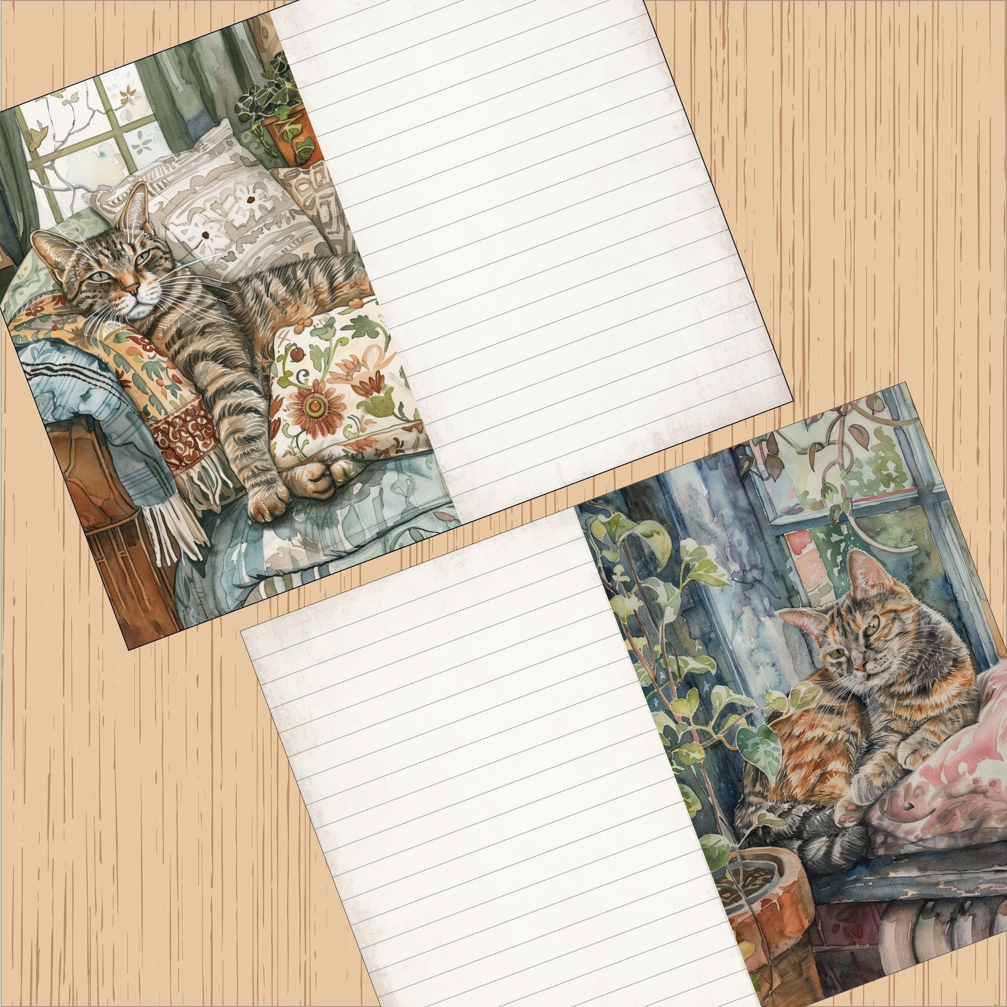 Junk Journal Cozy Cats at Home Signature Paper, Vintage Cat Junk ...