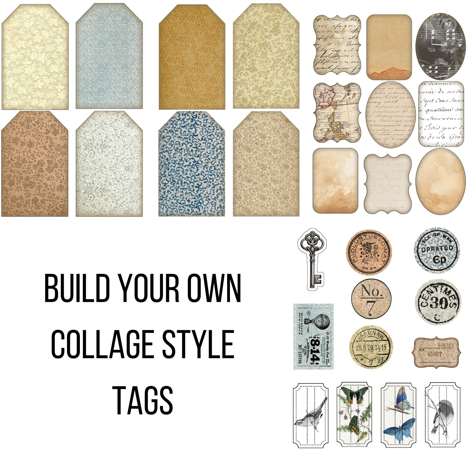 Loaded Layered Junk Journal Tag Builder Kit 3 Types of Tags Printable ...