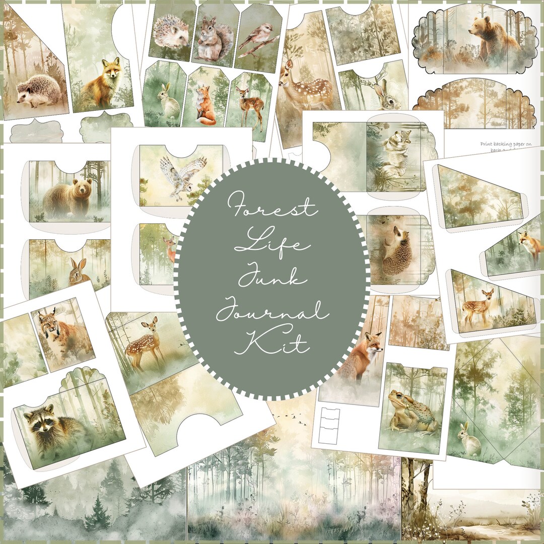 Forest Animal Journal Kit - Woodland Creatures Papers Pockets Tags ...
