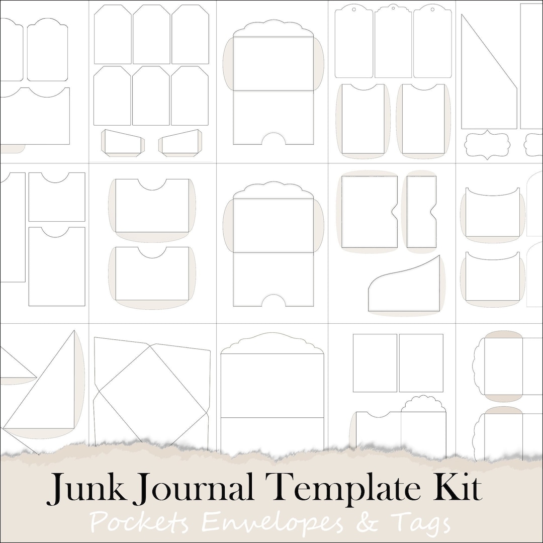 Junk Journal Template Kit - Junk Journal Pockets Tags and Envelope ...