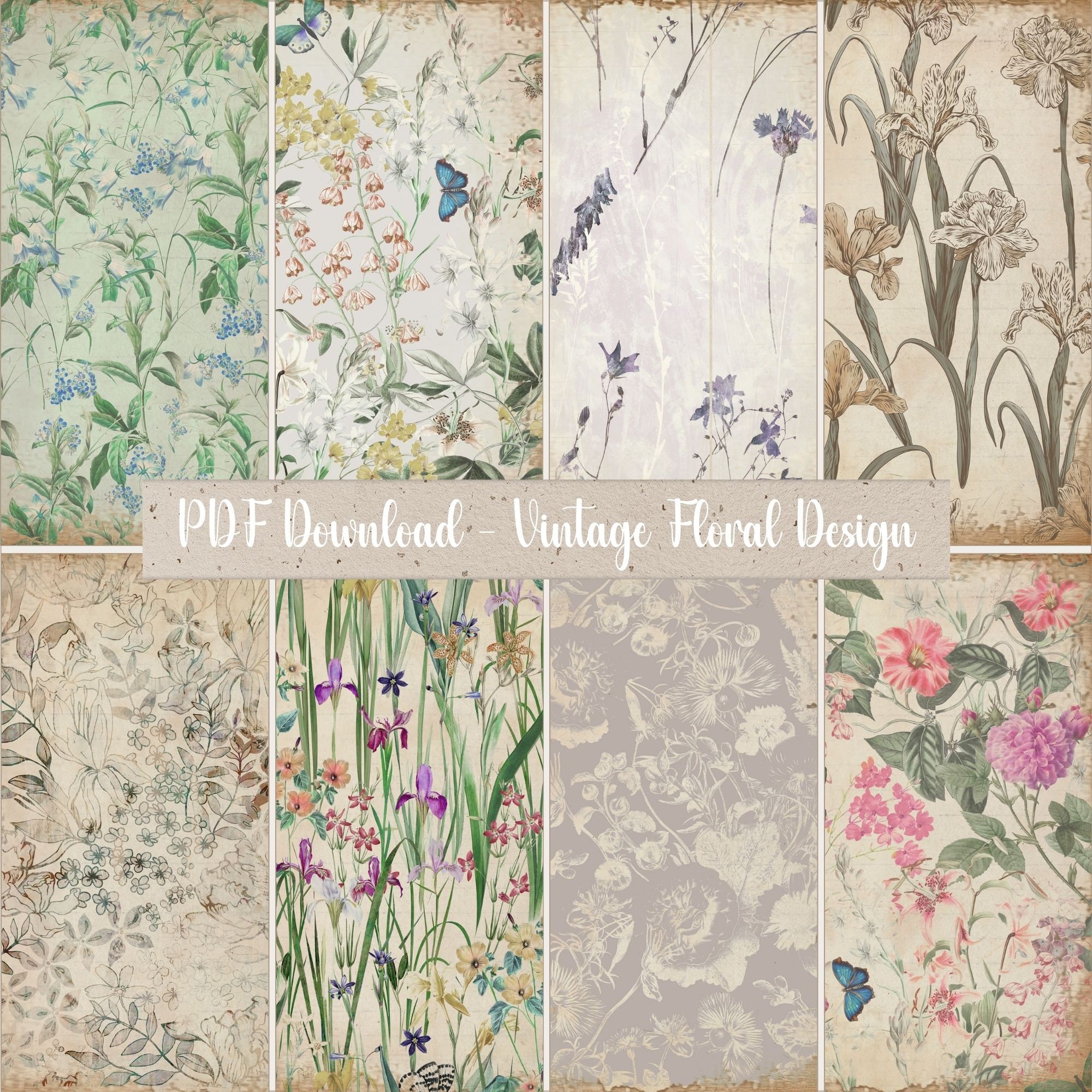 Wildflower Floral Junk Journal Lined Pages - Flower Horizonal Journal ...
