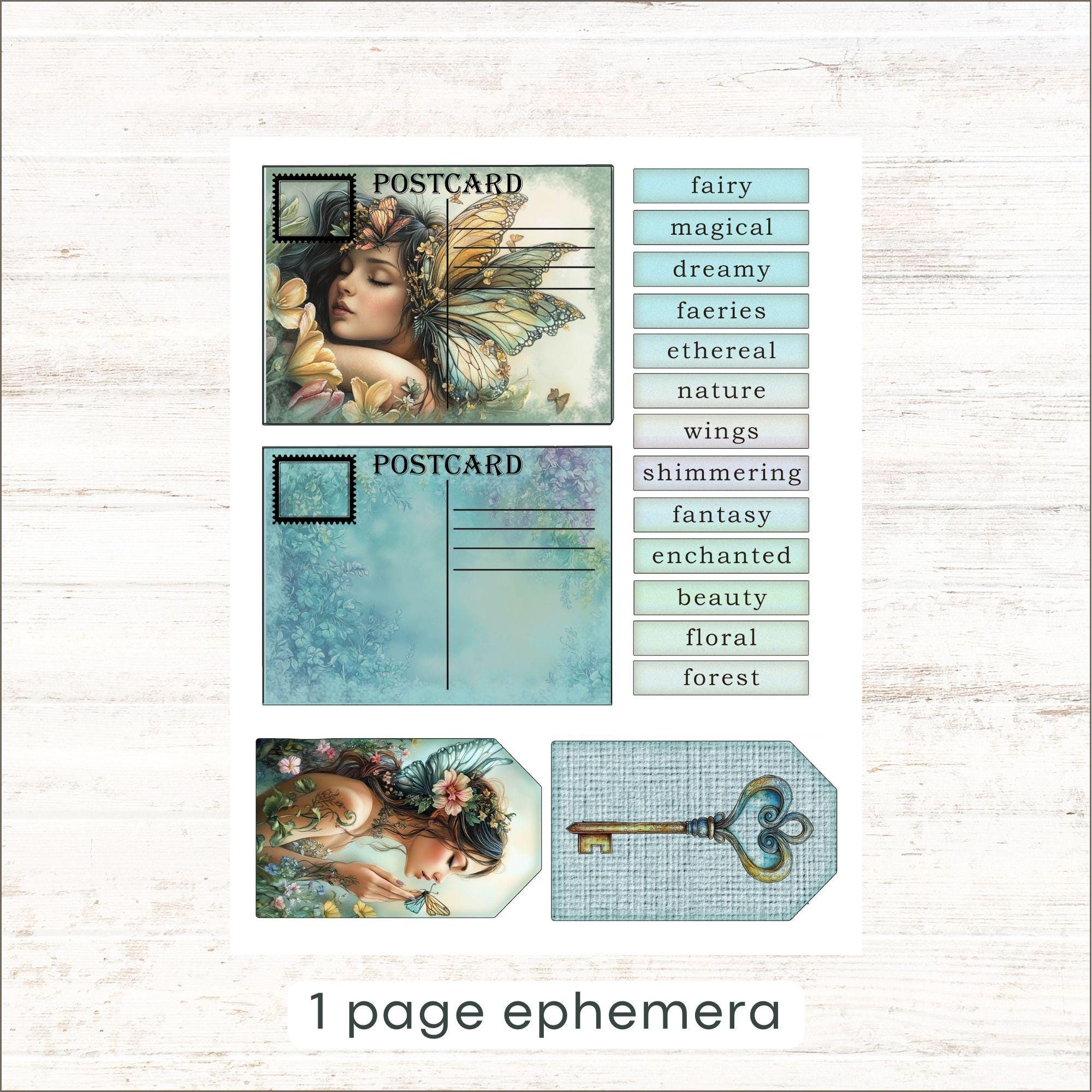 Printable Fairy Junk Journal Kit Blue Fantasy Digital Journal Pages PDF ...