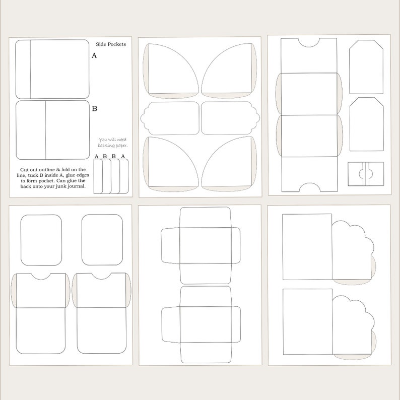 Junk Journal Template Kit Junk Journal Pockets Tags and Envelope ...