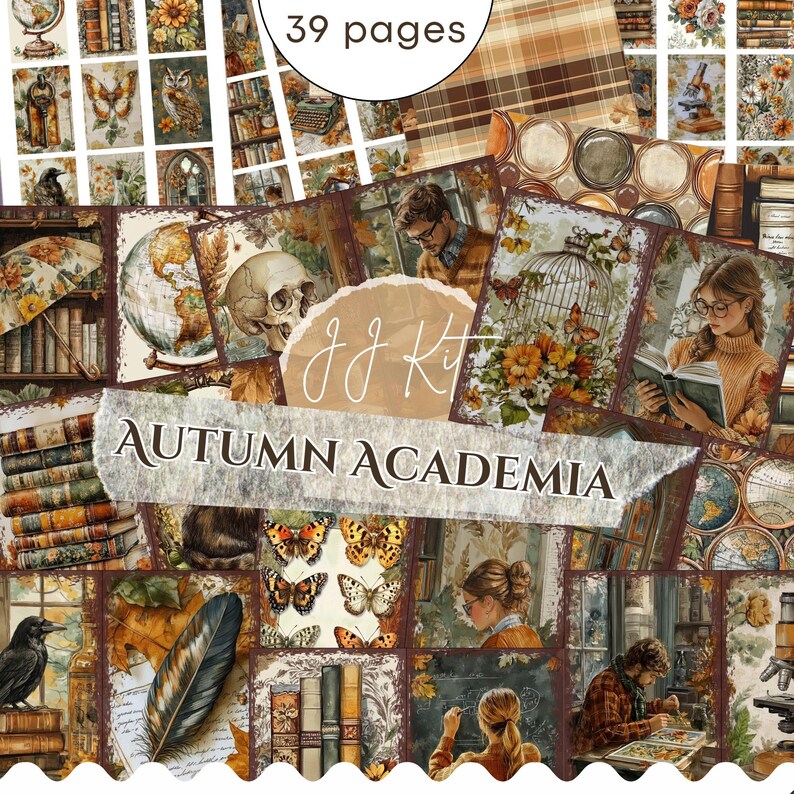 Autumn Light Academia Printable Junk Journal Kit: Digital Download PDF ...