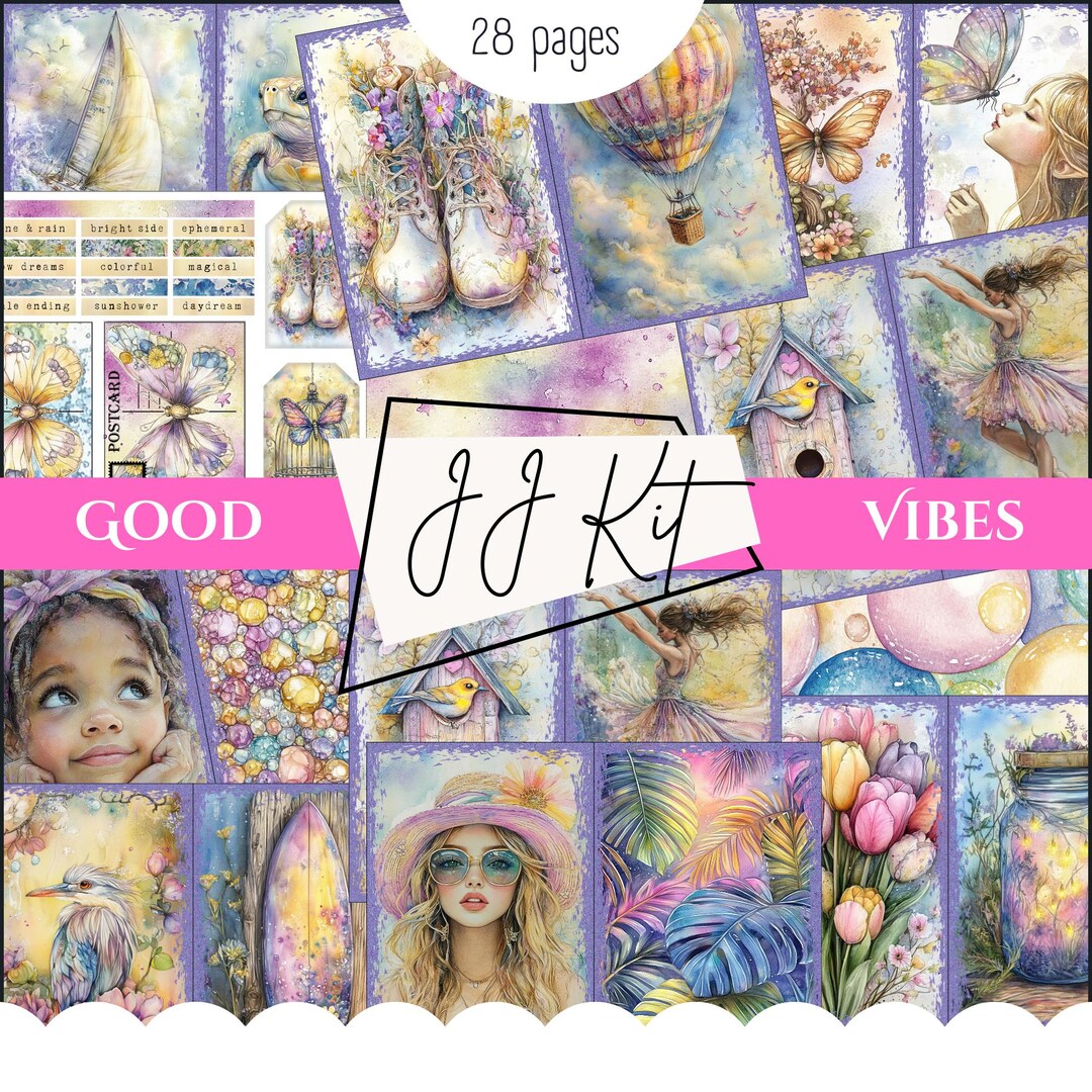 Printable Bright Colorful Junk Journal Kit Cheerful Journal Pages ...